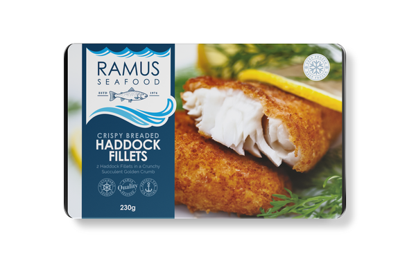 Ramus Frozen Breaded Haddock Fillets 230G (Single) - Ramus Seafood