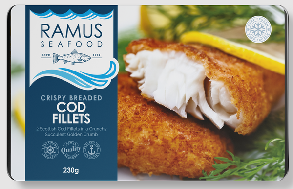 Ramus Frozen Breaded Cod Fillets 240G (Single) - Ramus Seafood